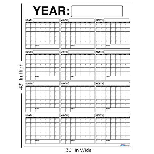 Best Oversized 12 Month Dry Erase Wall Calendar Planner and Organizer 3 ...