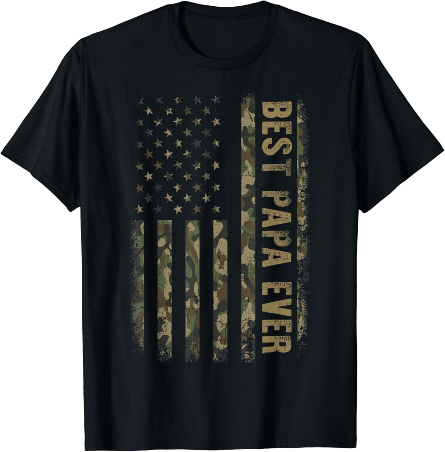 Best Papa Ever Camouflage American Flag Father'S Day Paternal T-Shirt ...