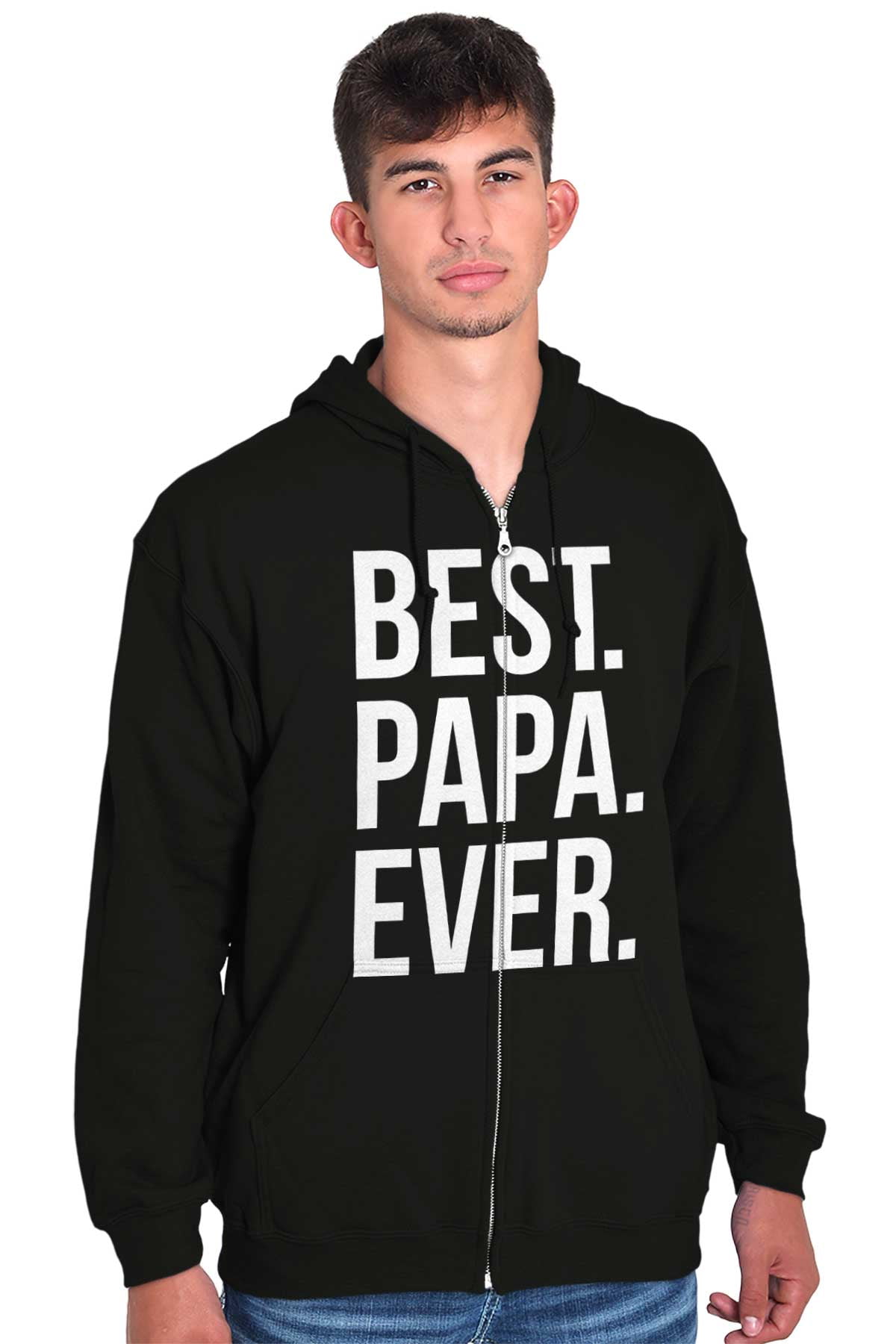 Best Papa Ever Fathers Day Gift Zip Hoodie Sweatshirt Men Brisco Brands ...