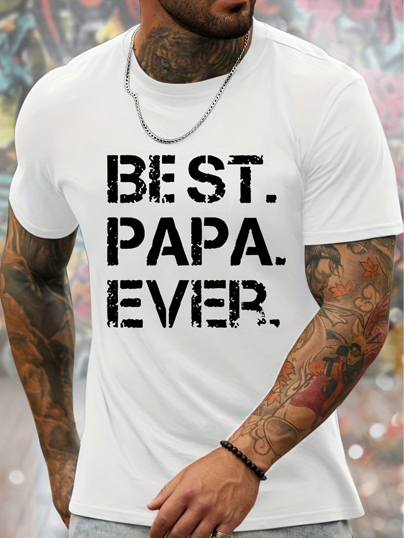 Best Papa Ever Graphic Men's Short Sleeve T-shirt, Comfy Stretchy ...