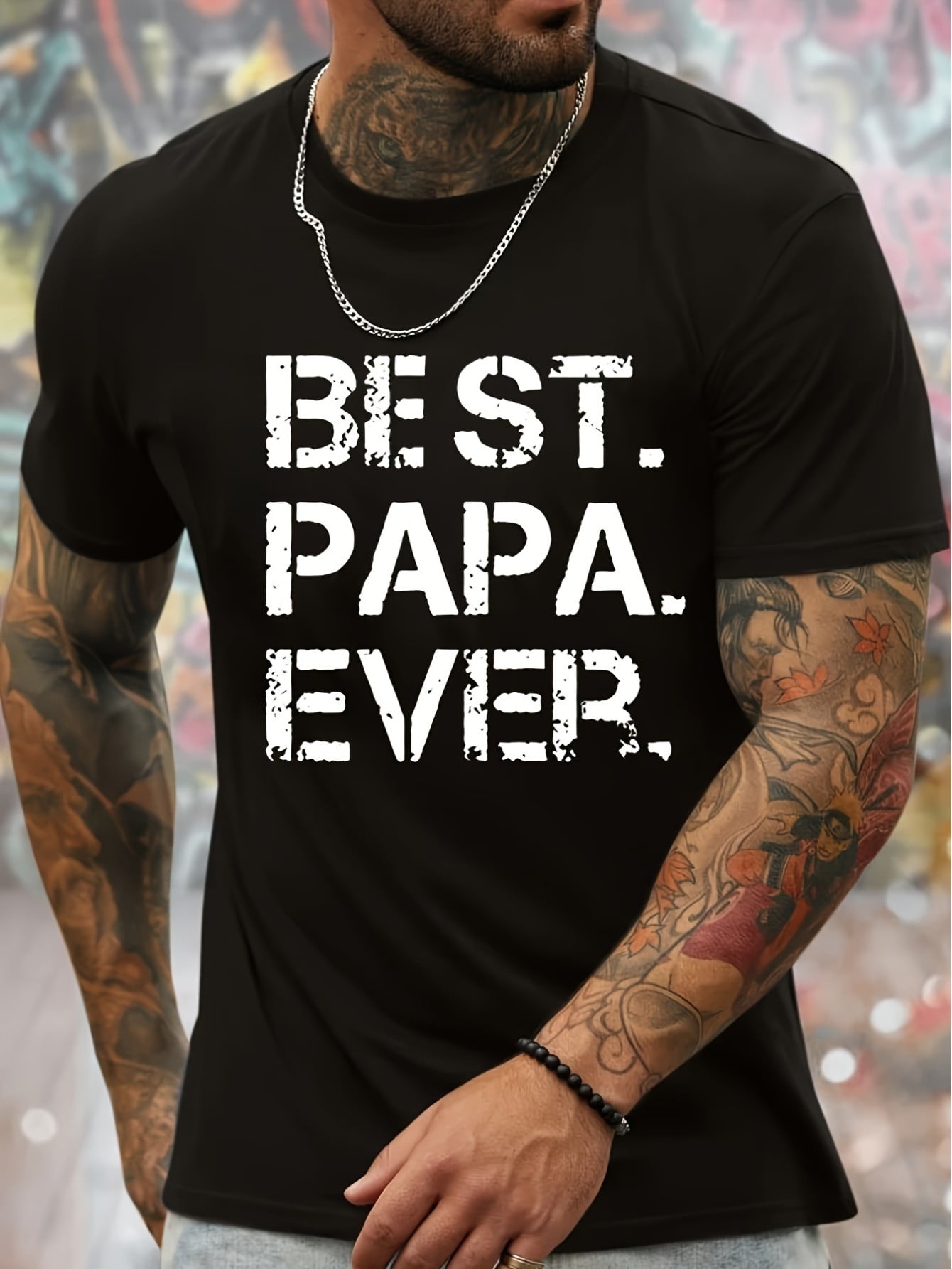Best Papa Ever Graphic Men's Short Sleeve T-shirt, Comfy Stretchy ...