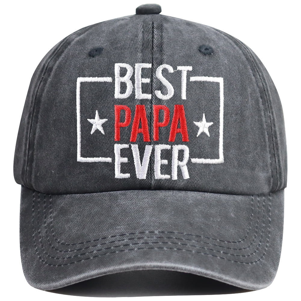 Best Papa Ever Hats for Men, Adjustable Embroidered Wash Cotton Dad ...