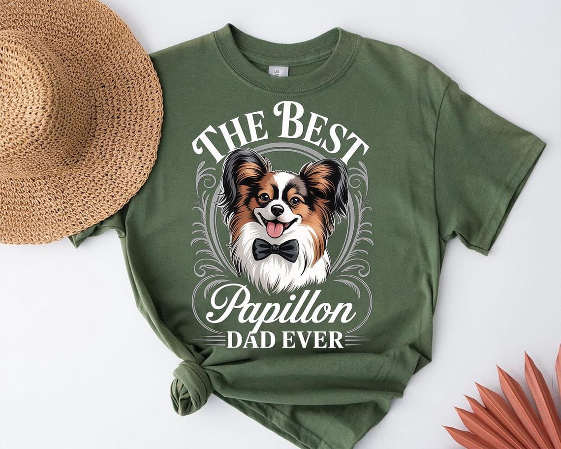 Best Papillon Dad Ever Shirt – Cute Dog Dad Graphic Tee – Papillon ...