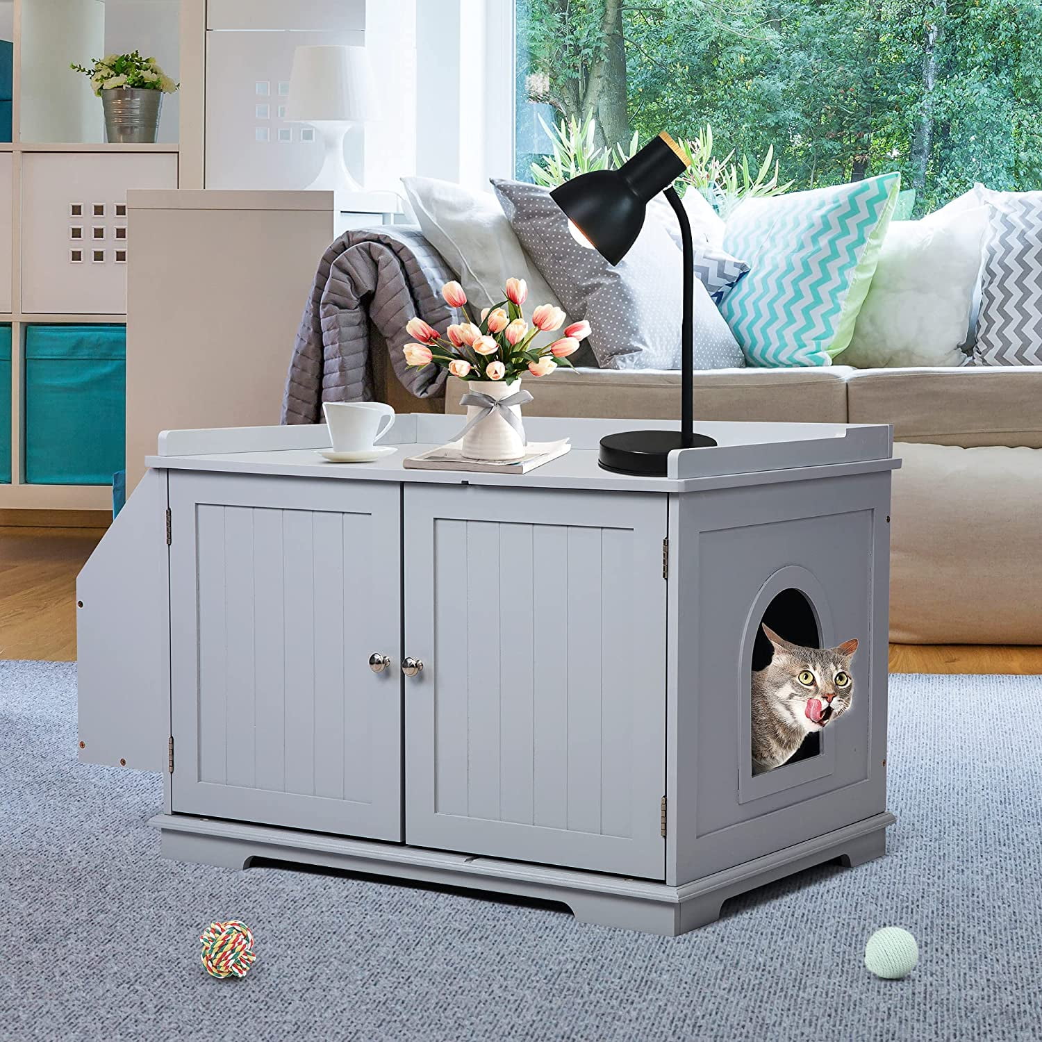 Best Pet Cat Litter Box Enclosure, Cat Litter Box Furniture Hidden, Cat ...