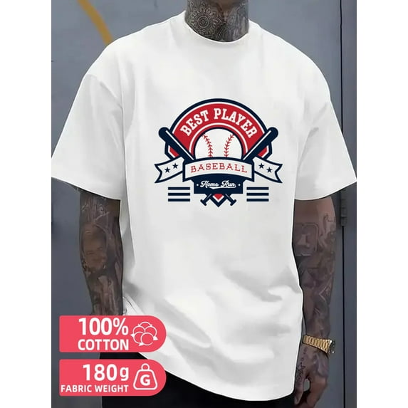 Best Player Baseball men white 180G 100% Cotton New spring and fall ...