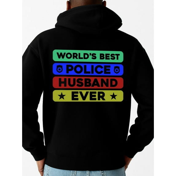 Best Police Husband Funny Men's Graphic Hoodie - Black Long Sleeve ...
