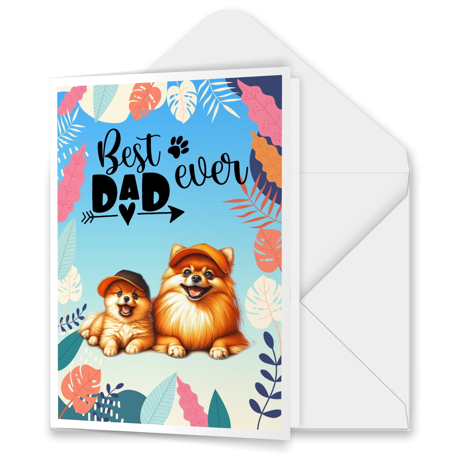 Best Pomeranian Dad Ever Happy Father's Day 5x7in Folded Greeting Card ...