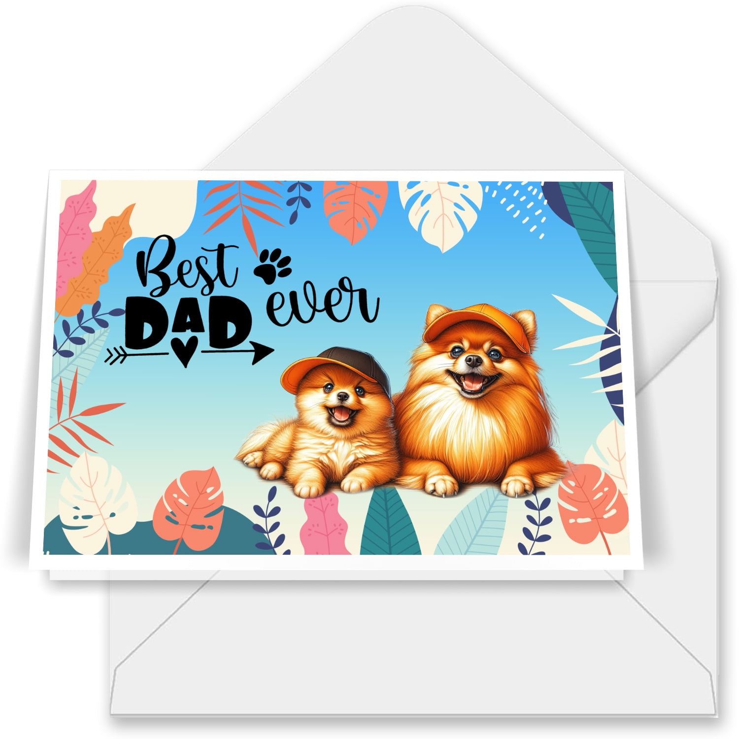 Best Pomeranian Dad Ever Happy Father's Day 7x5in Folded Greeting Card ...