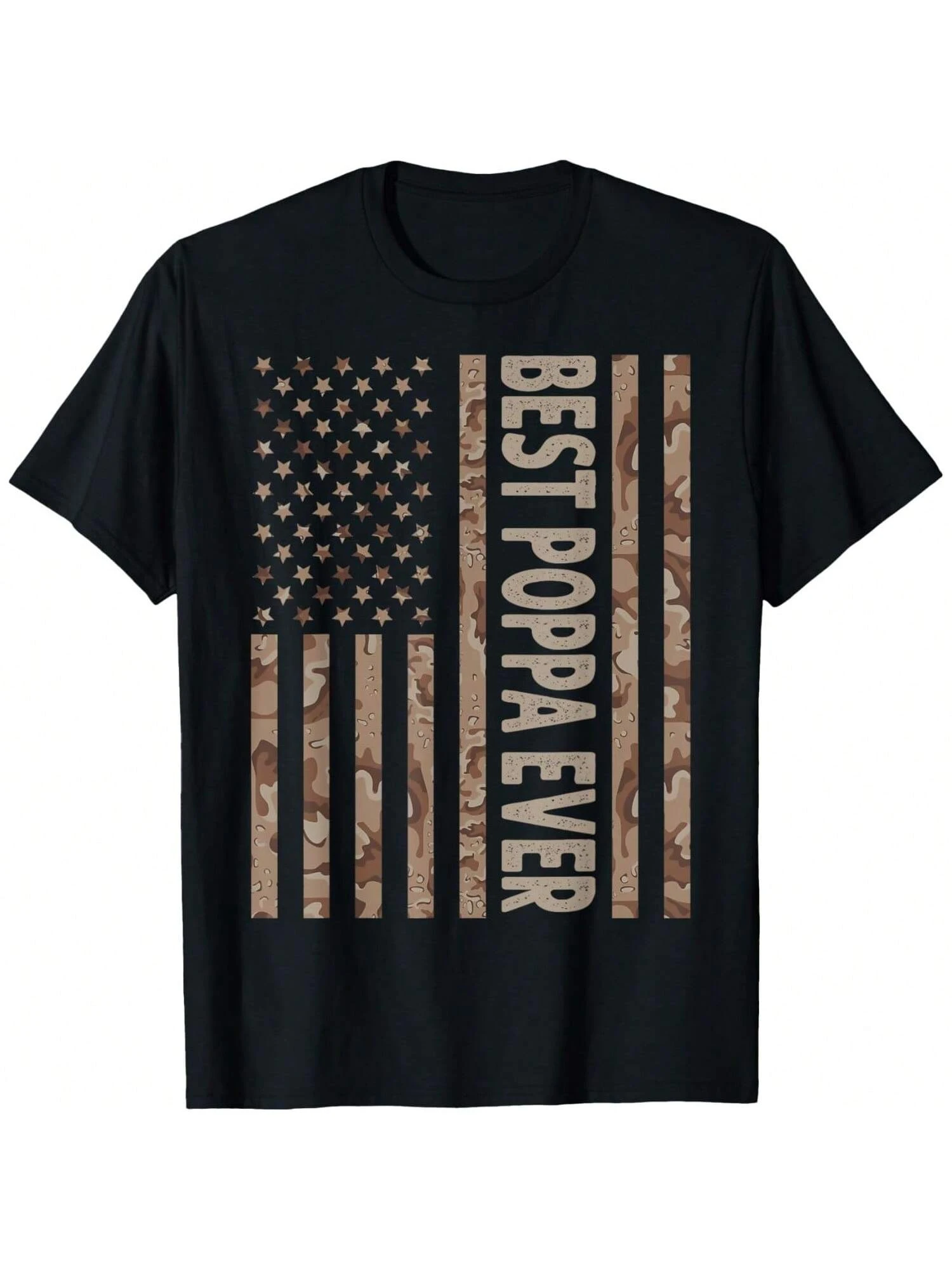 Best Poppa Ever American Flag Camo Men's T-Shirt Patriotic Father's Day ...
