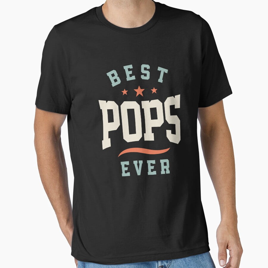 Best Pops Ever Dad Grandpa Birthday Athletic Stencil Font Unisex T ...