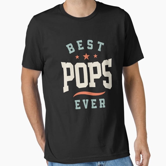 Best Pops Ever Dad Grandpa Birthday Athletic Stencil Font Unisex T ...