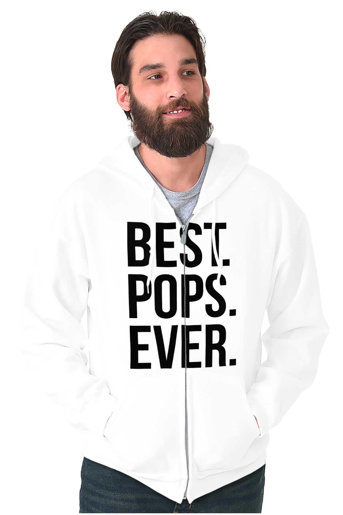 Best Pops Ever Dad Grandpa Far Day Men's Big & Tall Graphic Zip Up Hoodie Brisco Brands 2X ...