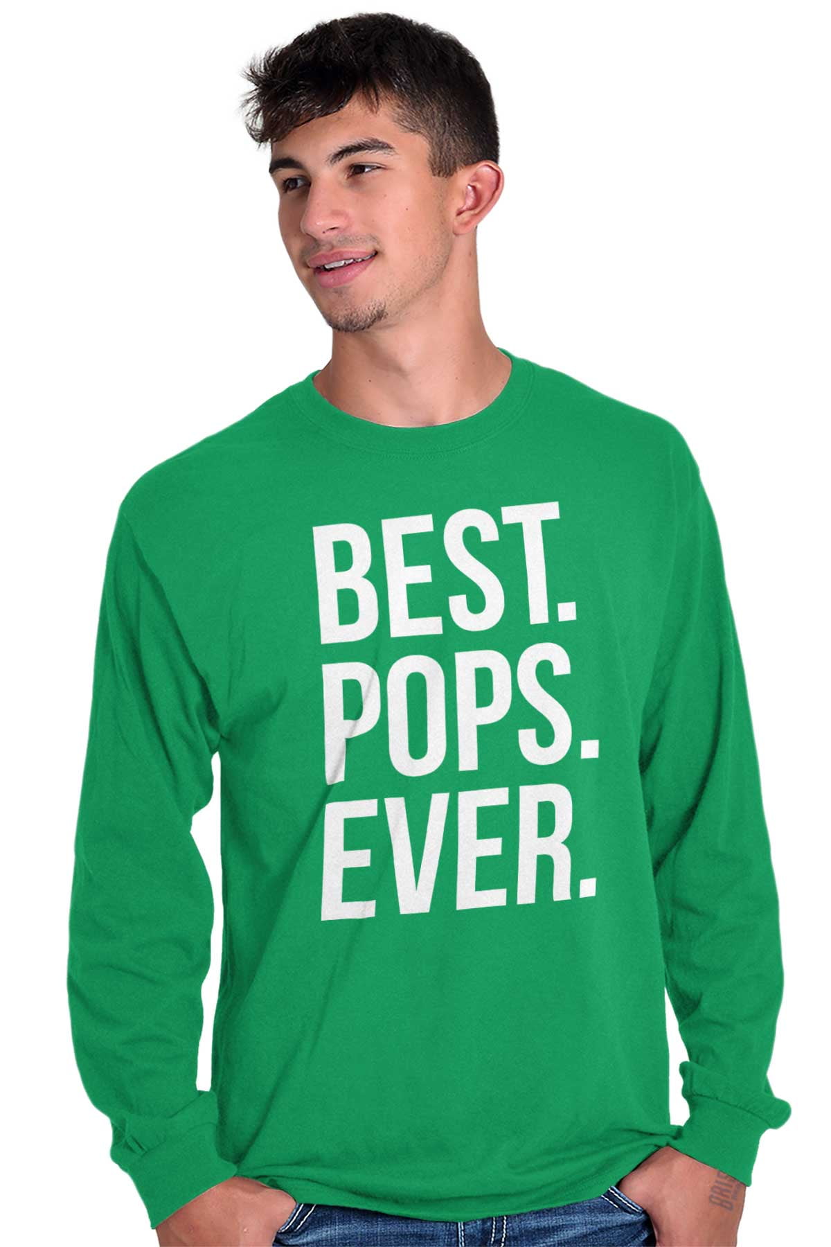 Best Pops Ever Dad Grandpa Far Day Men's Long Sleeve Tee T Shirt Brisco ...