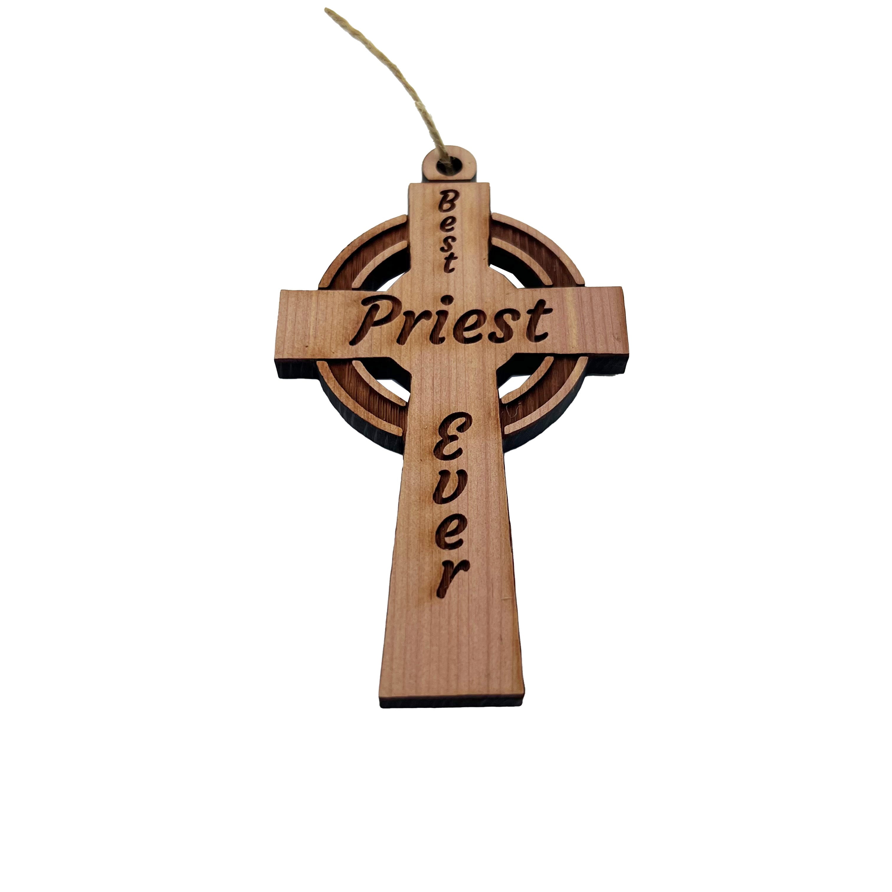 Best Priest Ever Celtic Cross - Cedar Ornament - Walmart.com