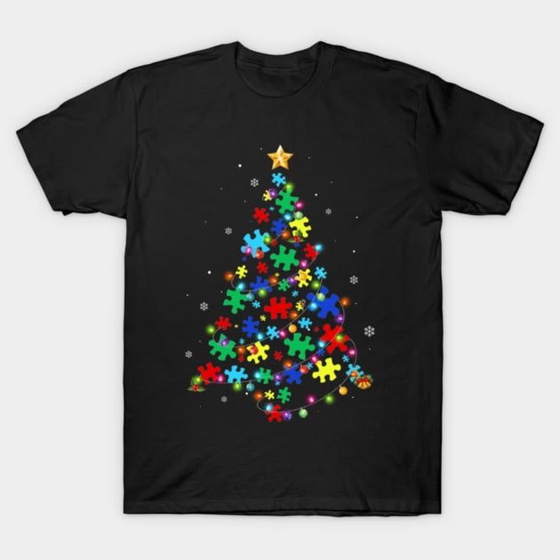 Best Puzzle Pieces Autism Christmas Tree Light Autistic Graphic, H24709 ...