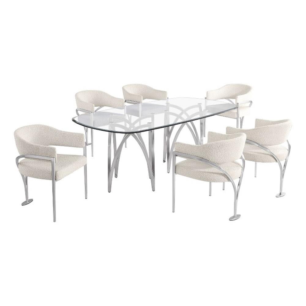 Best Quality Furniture 78" x 42" Rounded Rectangular Clear Glass Dining ...