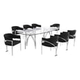 Best Quality Furniture 94" x 46" Rounded Rectangular Clear Glass Dining ...