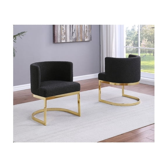 Best Quality Furniture Single Chair with Black Boucle Fabric and Chrome ...