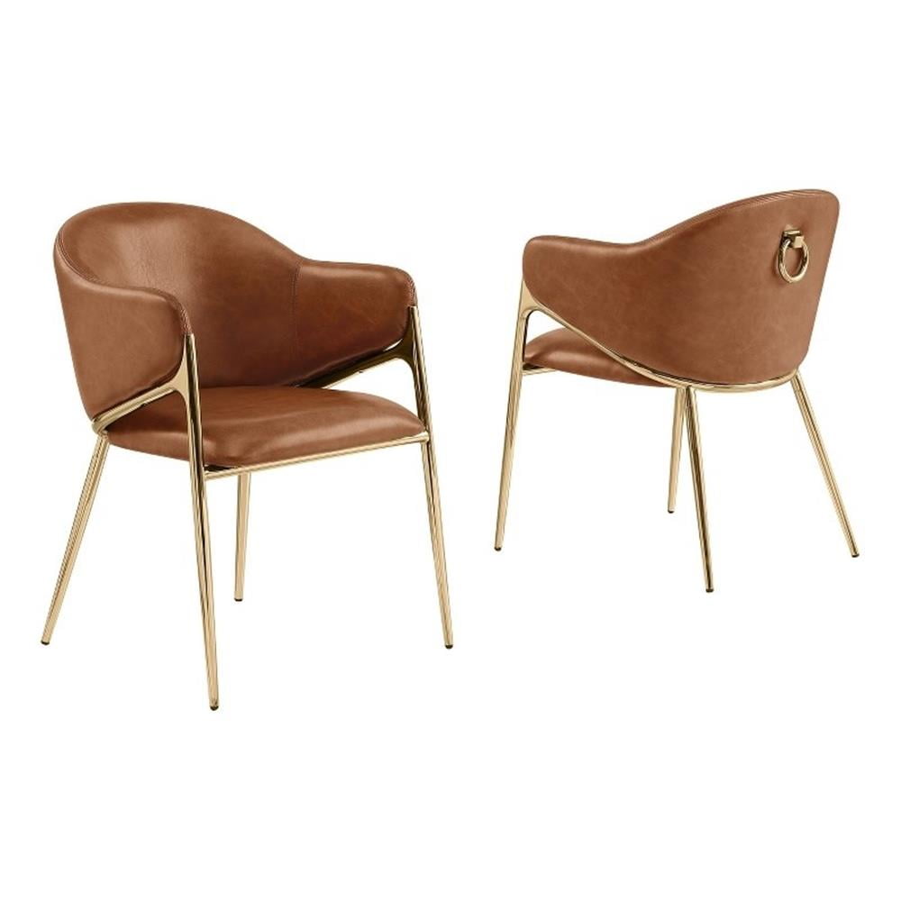 Best Quality Furniture Faux Leather Leathaire Dining Chairs in Toffee ...
