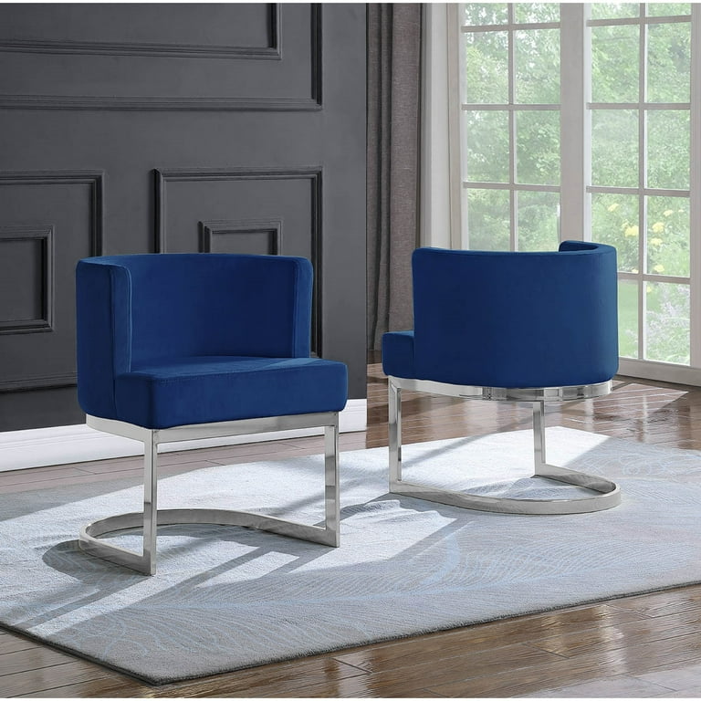 Blue velvet chair silver legs store