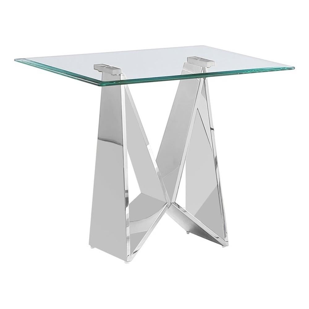 Best Quality Furniture Stainless Steel & Tempered Glass End Table in ...