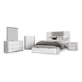 Best Quality Furniture White Wood King Platform Bed with LED Lights and ...