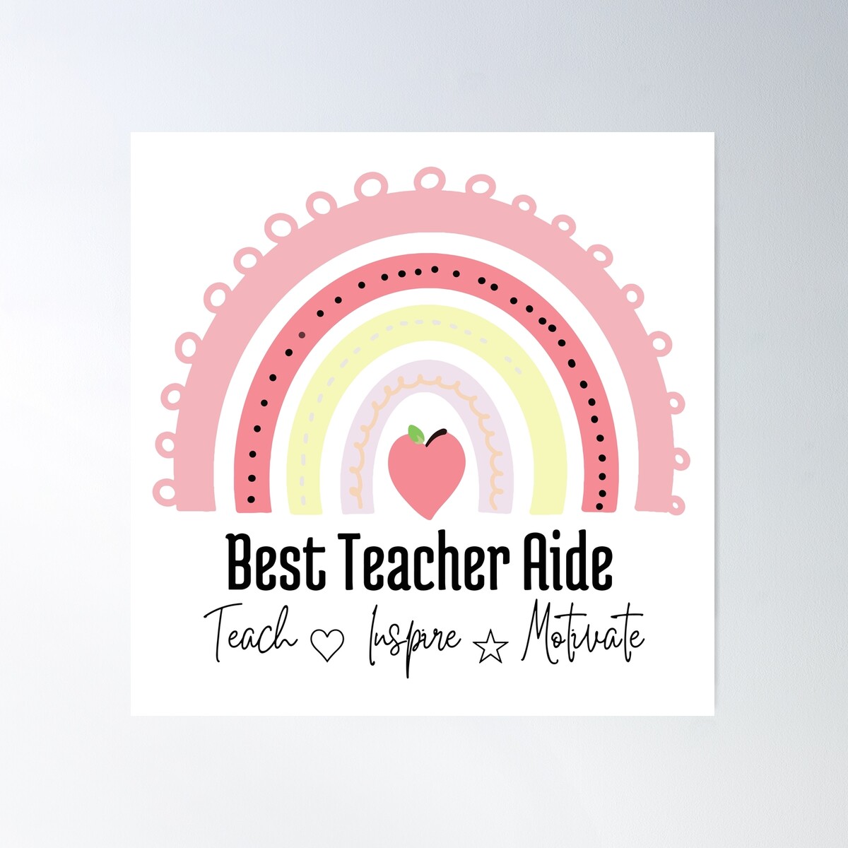 Best Rainbow Teacher Assistant. Parapro Educator. Apple Gifts Poster ...