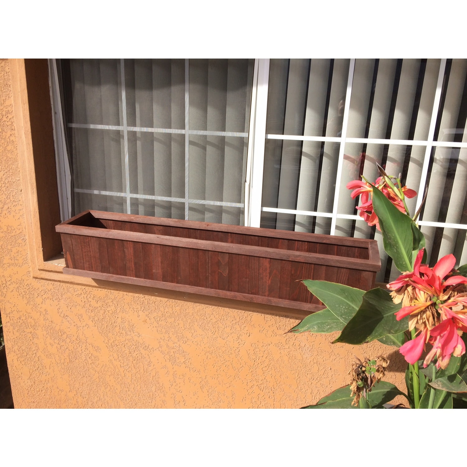 Best Redwood 48 in. Window Planter Box with Mahogany stain - Walmart.com