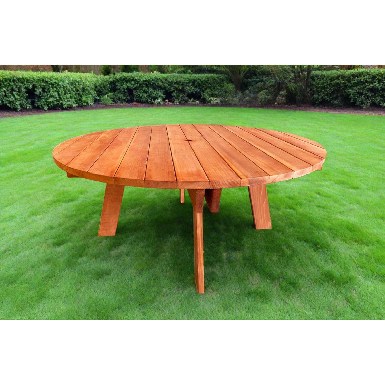 Best Redwood 8ft. Super Deck Round Picnic Table - Walmart.com