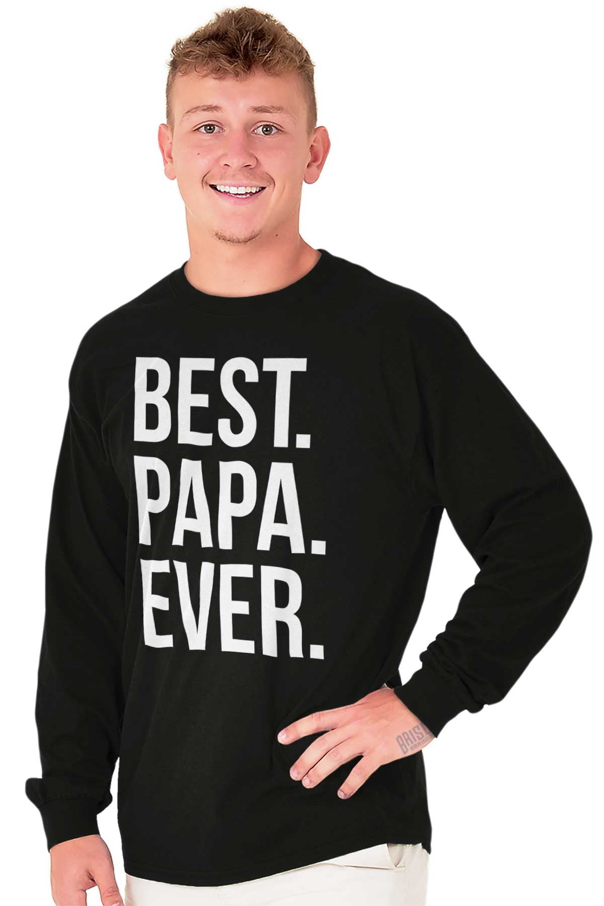 Best Papa Ever Fathers Day Gift Men's Long Sleeve Tee T Shirt Brisco ...