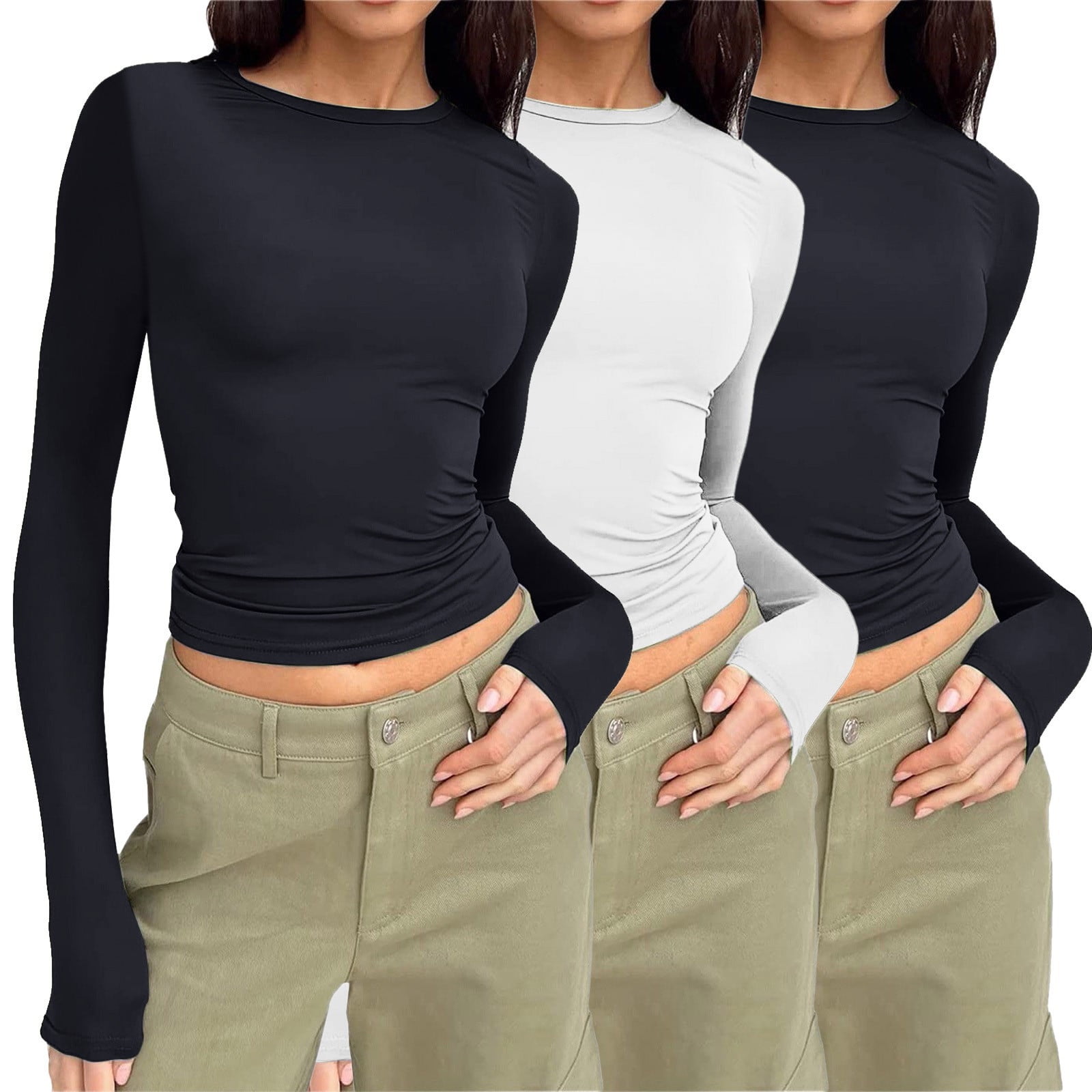 Best Sale! WEANT Women Double Lined Fitted Basic T Shirts Crew Neck ...