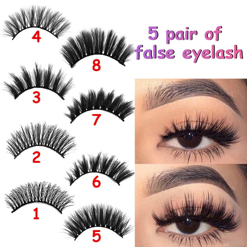 Best Savings, Natural False Eyelashes, 5 Pair Thick Lashes, Premium ...