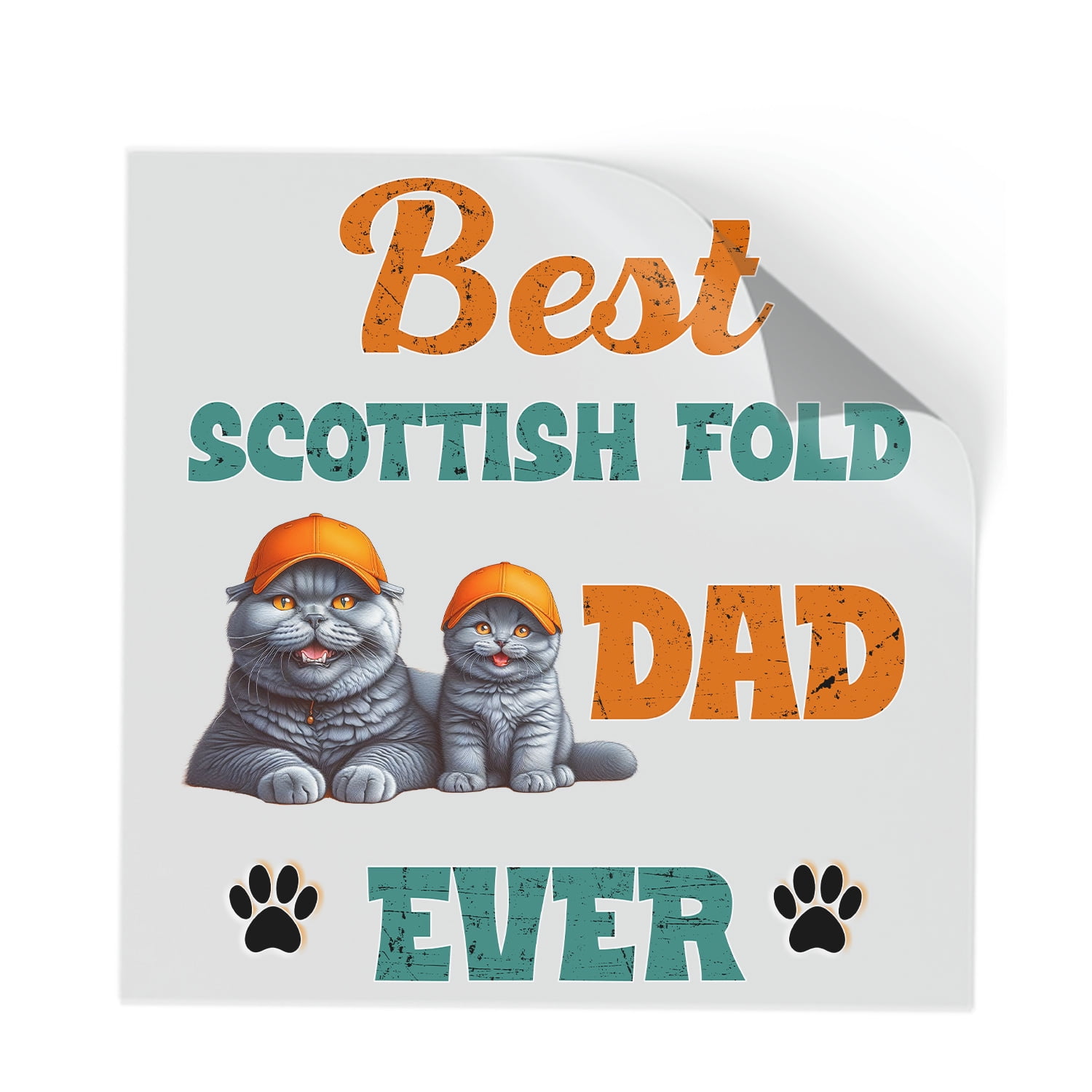 Best Scottish Fold Dad Ever Happy Father's Day Cutout Transfer Sticker ...