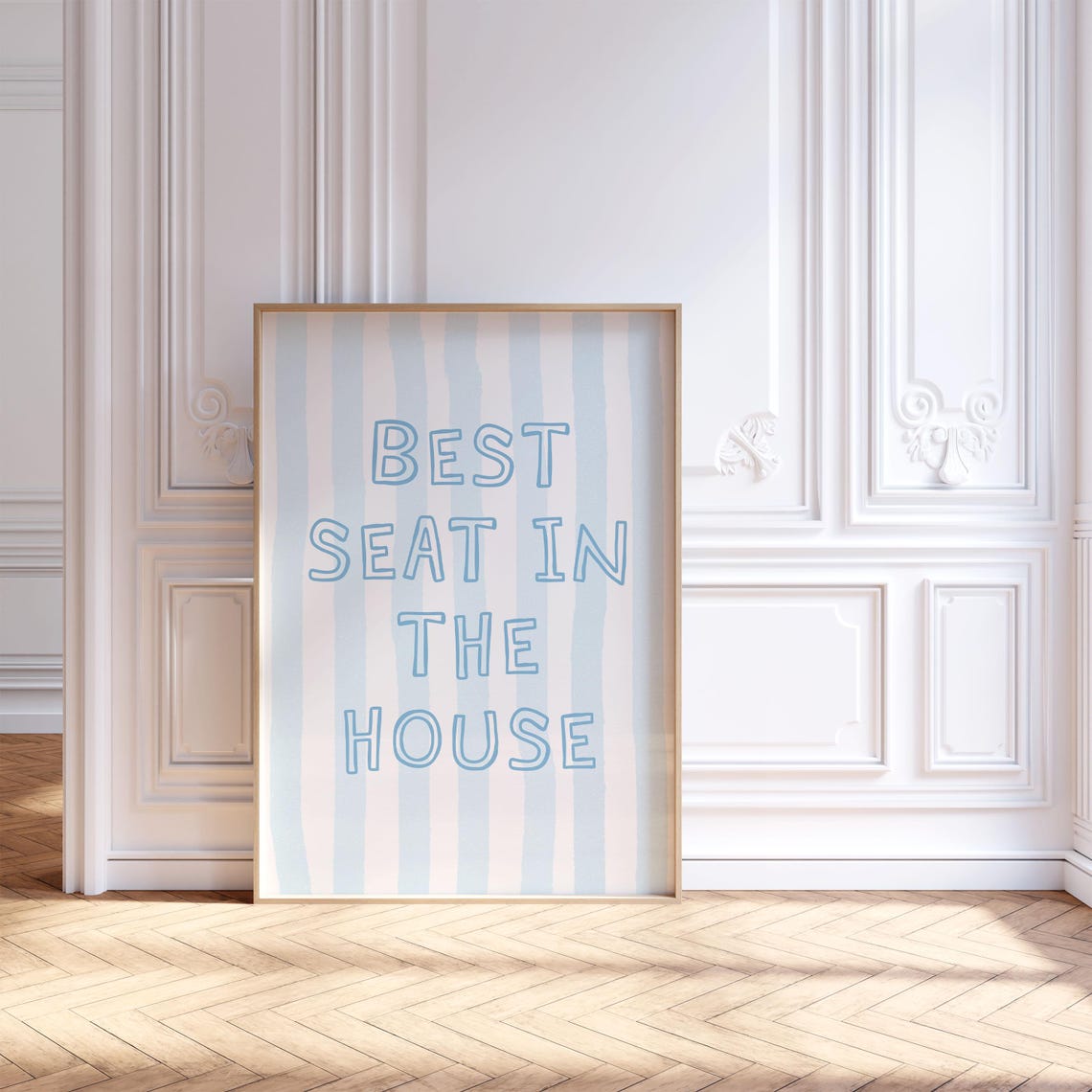 Best Seat In The House Bathroom Print, Light Blue Funny Bathroom Wall ...