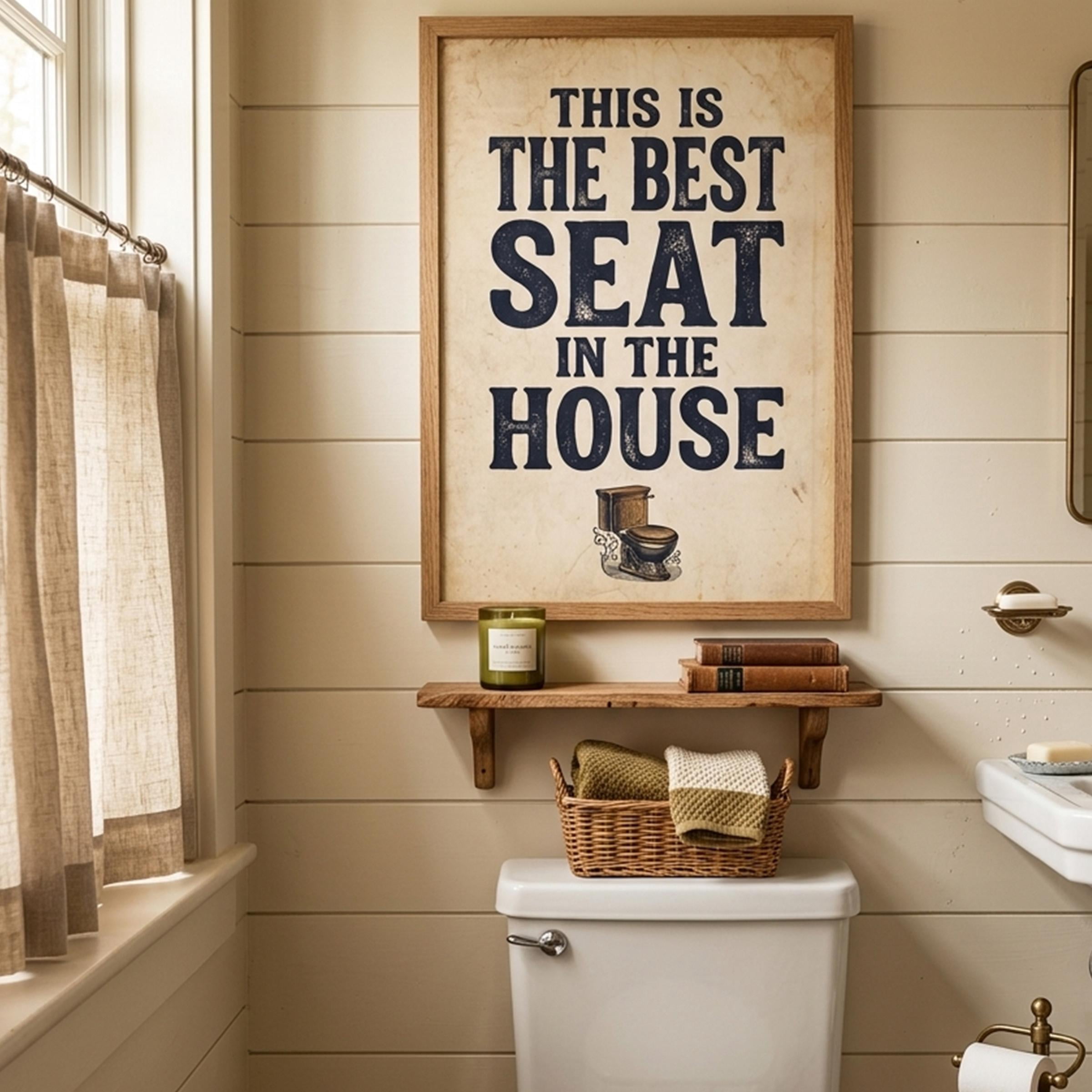 Best Seat In The House Sign, Funny Toilet Humor Print, Bathroom Wall ...