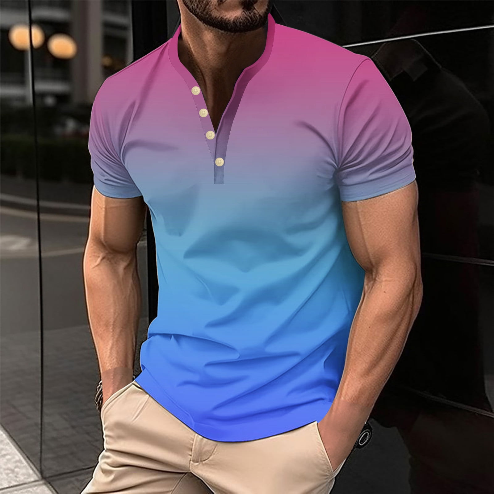 Lisbinx Tank Tops Men Modern Fit Short Sleeve Henley Neck T-Shirts ...