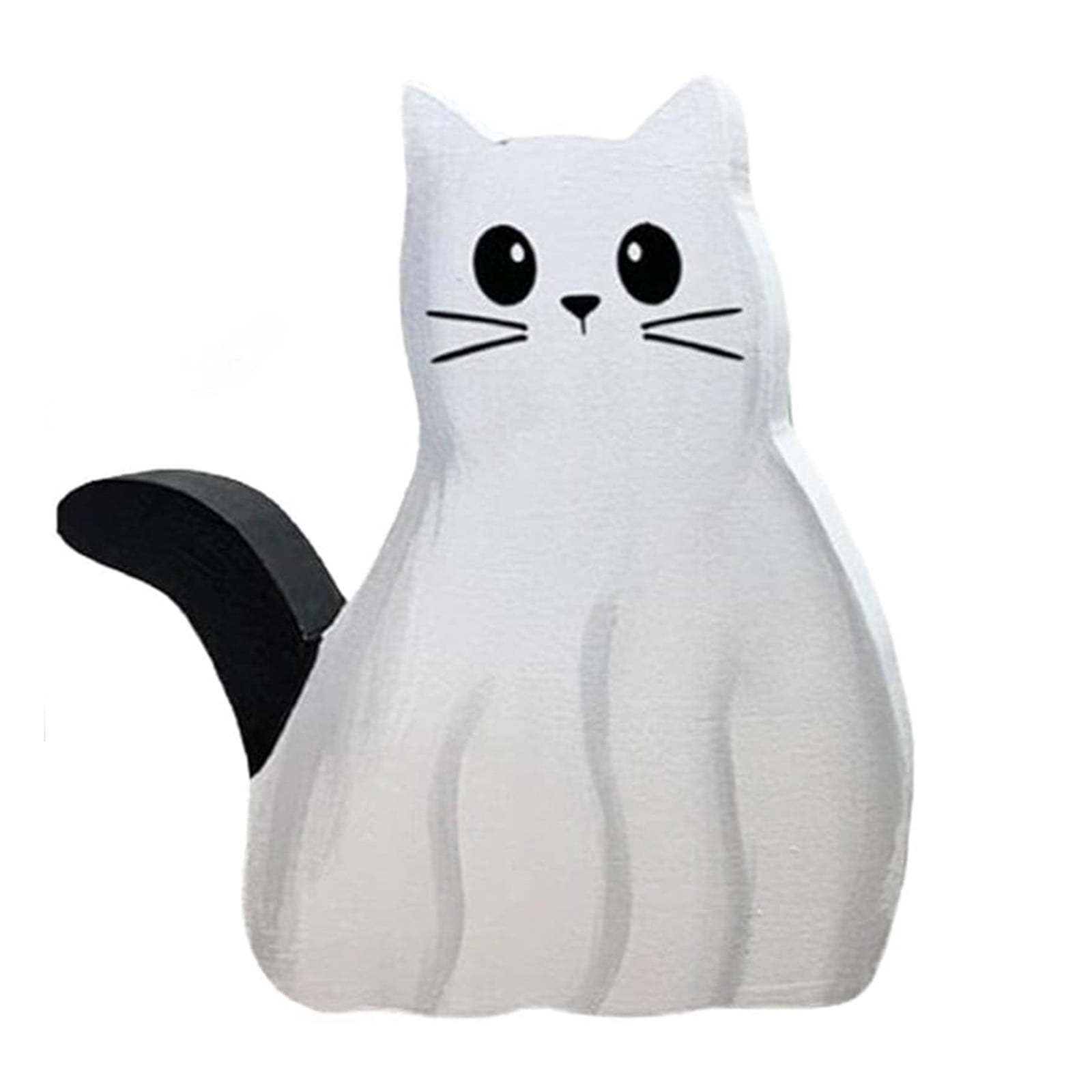 Best Sellers, Wooden Ghost Cat Figurine, Halloween Cute Ghost Sculpture ...