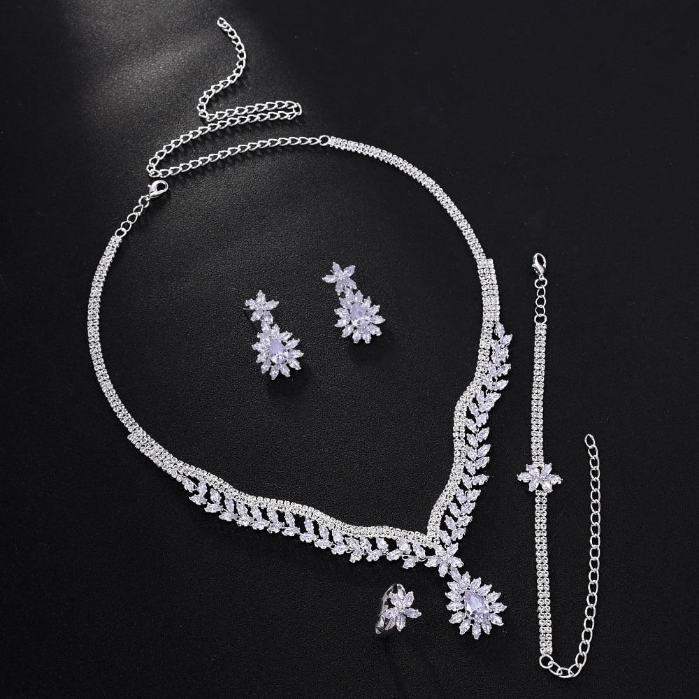 Best-Selling Luxury Zircon Necklace and Earring Jewelry Set for Brides ...