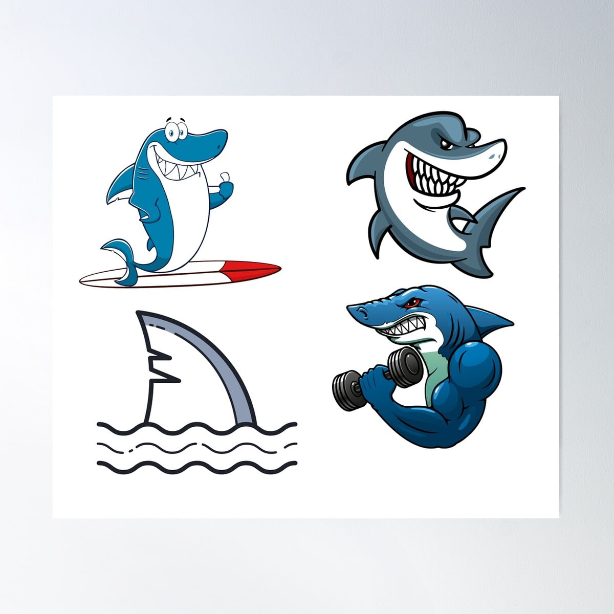 Best Shark Design Poster Wall Art, Modern Wall Decor For Living Room ...