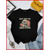 Best Shih Tzu Dad Ever Dog Father American Flag Patriotic Pride Unisex ...