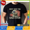 Best Shih Tzu Dad Ever Tshirt Dog Lover American Flag T-Shirt Full Size ...