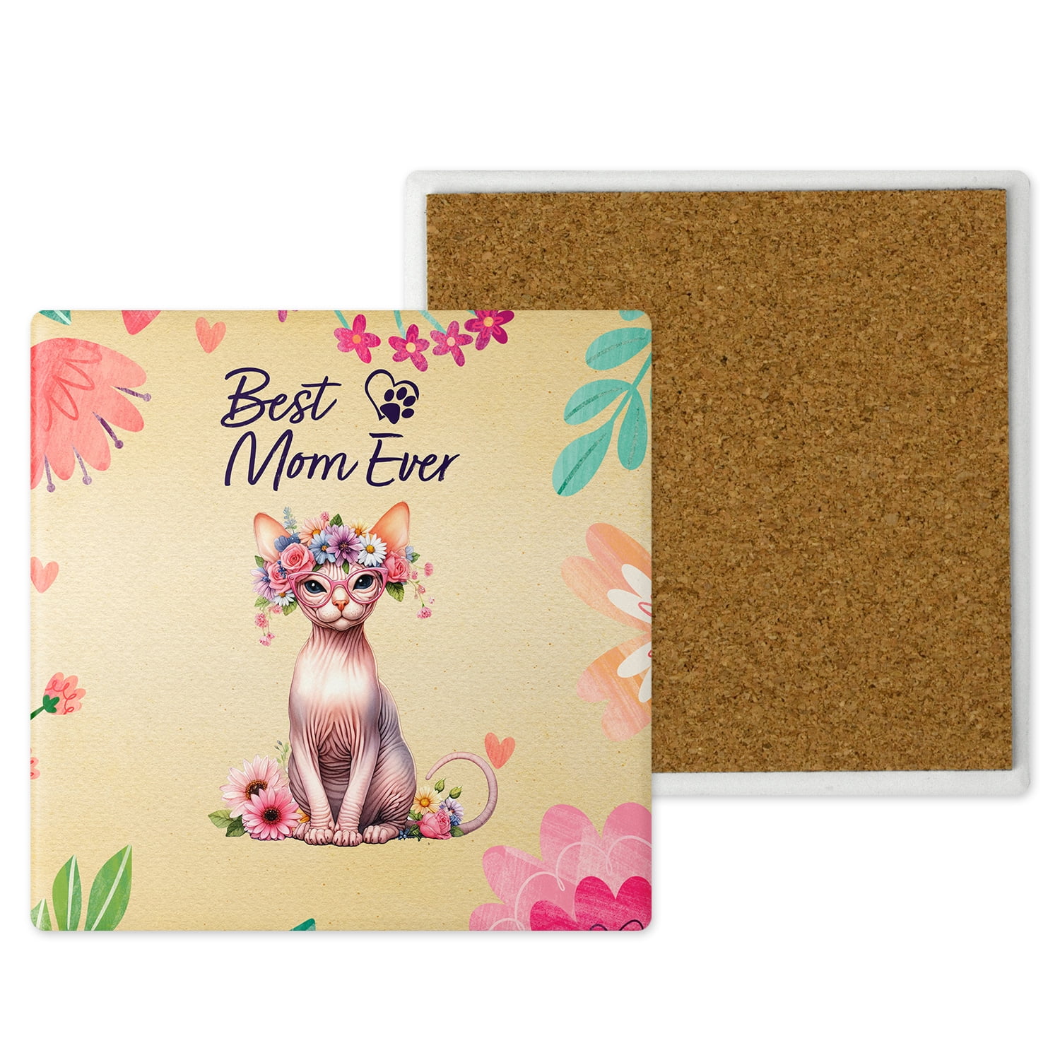 Best Sphynx Mom Ever Happy Mother's Day Set of 4 Stone Coasters Cat ...