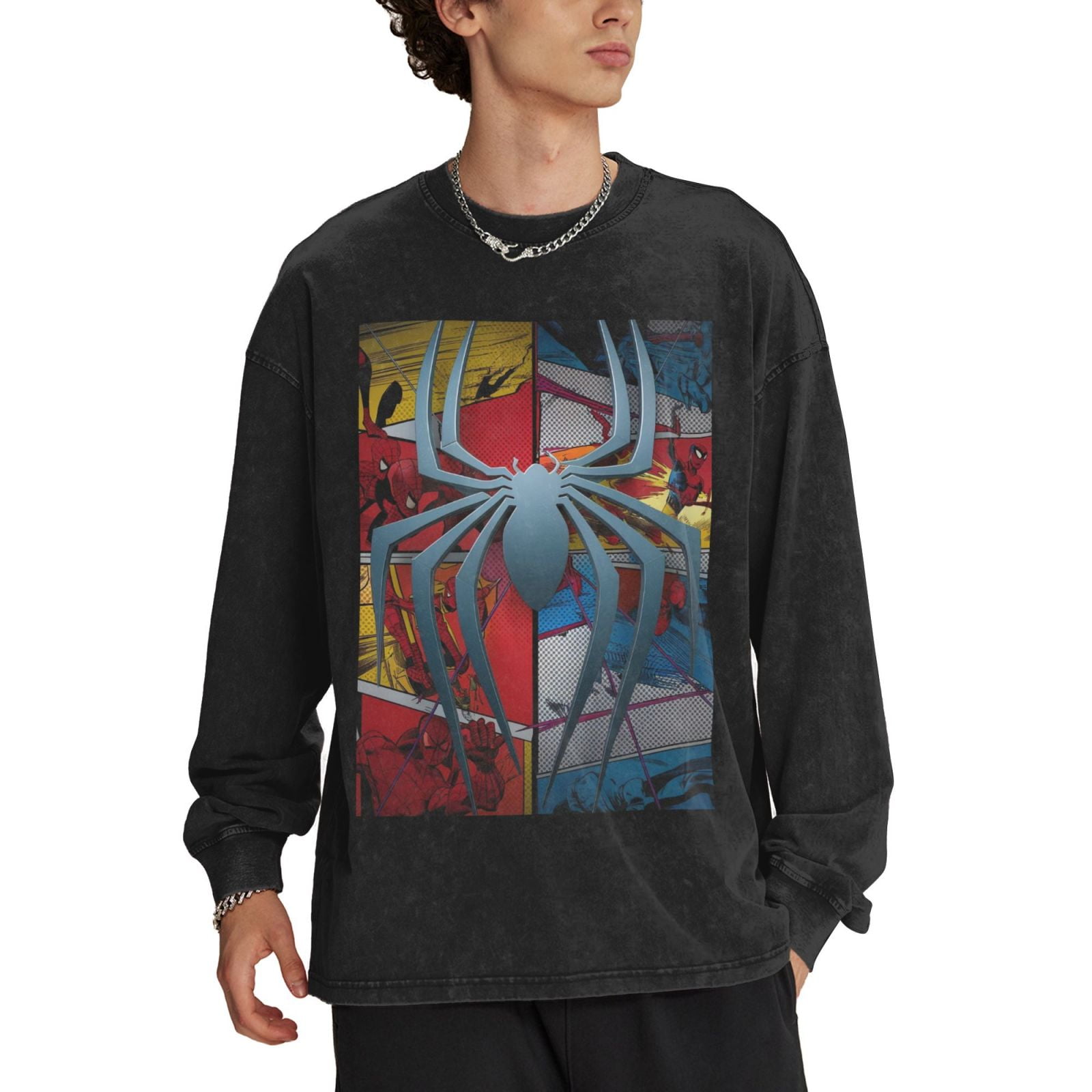 Best Spider-Man Logo Designs Long Sleeve Shirt Men's Heavy Weight Crew ...