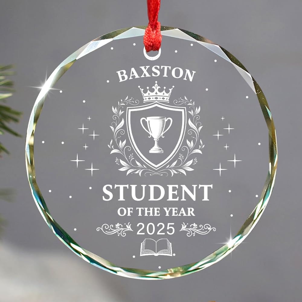 Best Student Design Glass Christmas Ornament for Tree, Festive Gift ...