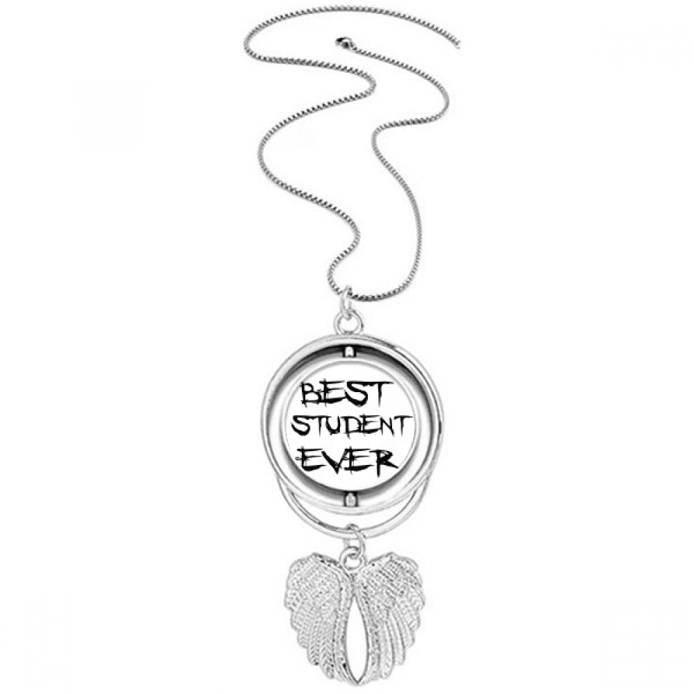 Best Student Ever Teacher Quote Pendant Angel Wings Rotating Necklace ...