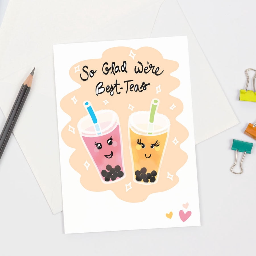 Best-Tea Friendship Card – Cute Bubble Tea Design – Perfect for Best ...