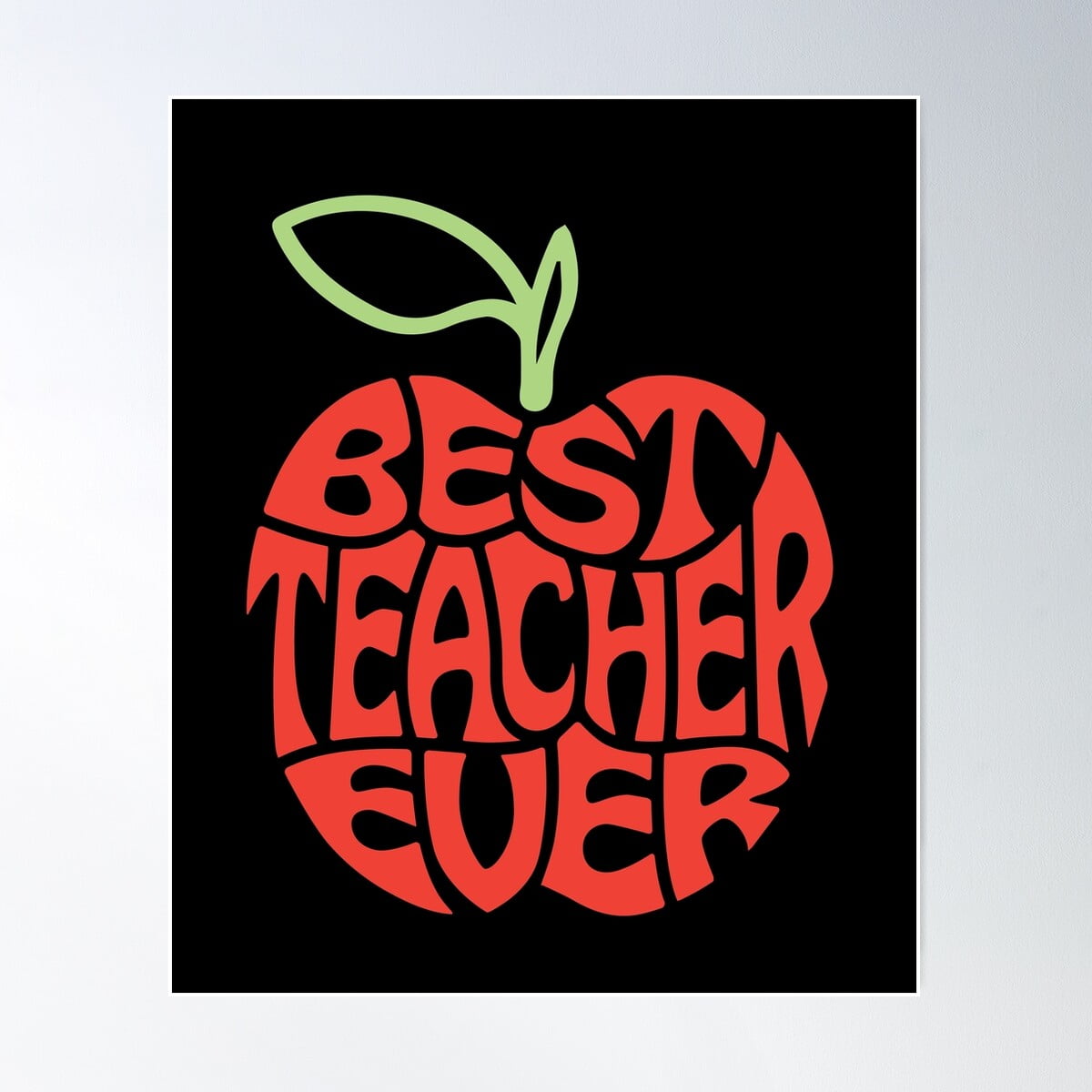 Best Teacher Apple Monogram Design Poster Wall Art, Modern Wall Decor ...