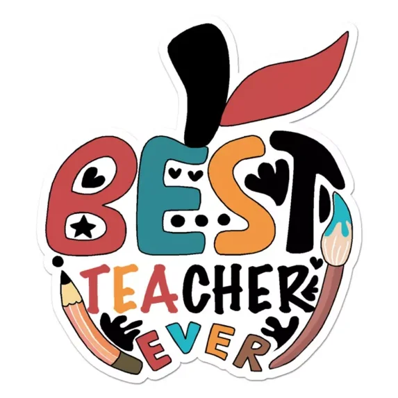Best Teacher Apple Sticker Phone Decal Water Bottle Stickers Car Decals ...