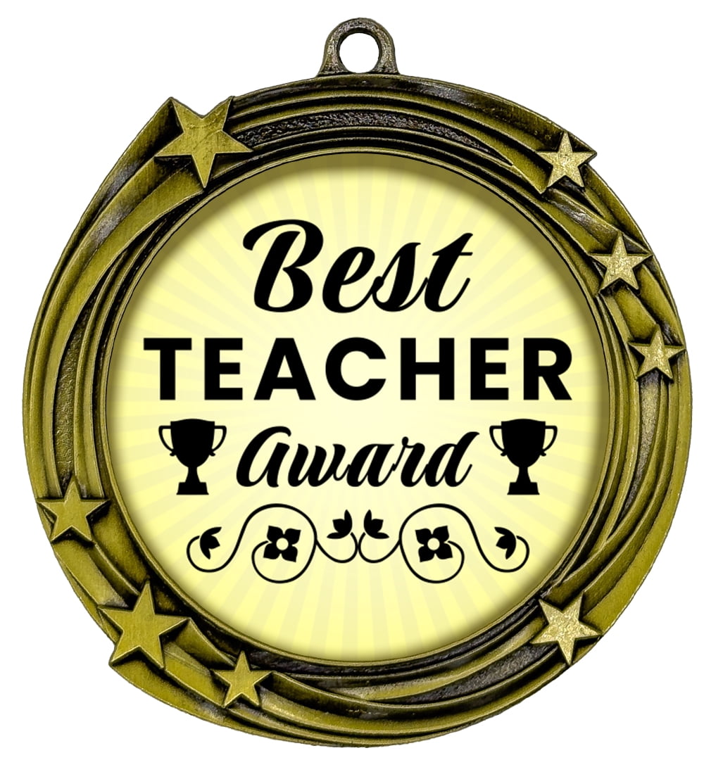 Best Teacher Award Stars Design Medal Celebration and Appreciation ...