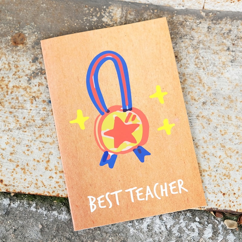 Best Teacher Card – “Best Teacher” Medal Design – Envelope Included ...